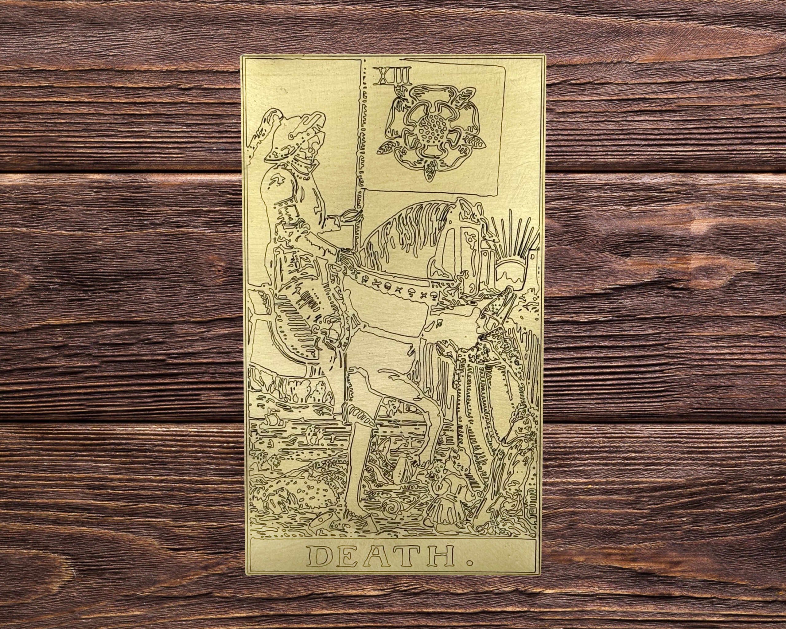 Death Tarot Card – Pure Brass, Precision Engraved